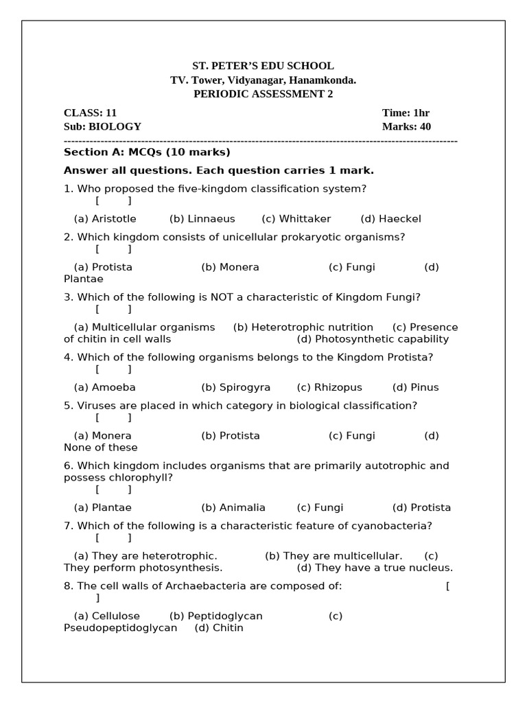 Biology PT 2 Grade 11 QP | PDF | Biology | Organisms