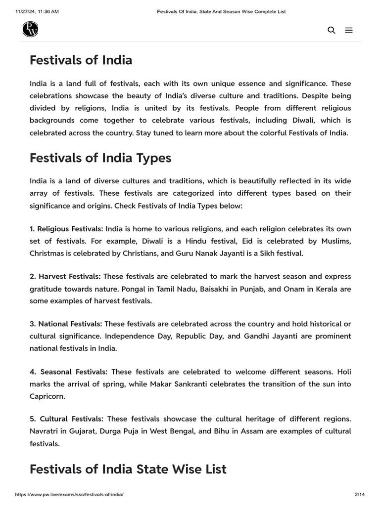 Festivals of India: Types & Highlights | PDF | Religious Festivals ...