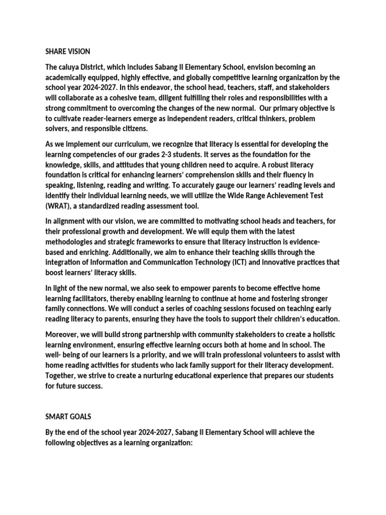 Share Vision | PDF | Literacy | Learning