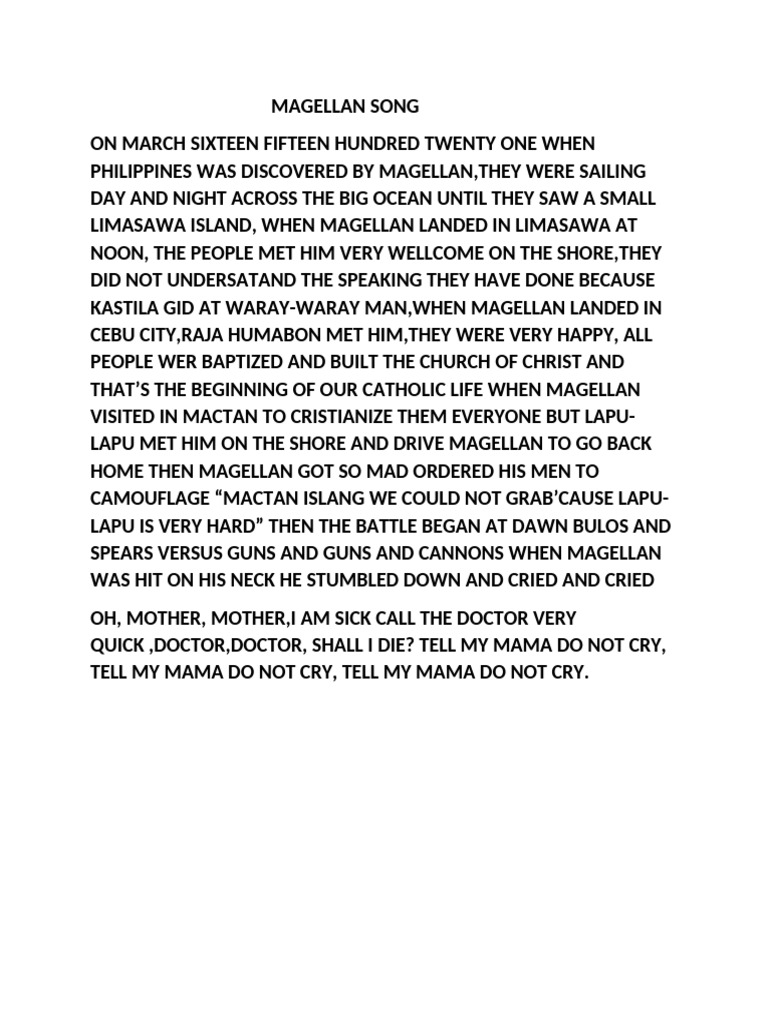 MAGELLAN SONG | PDF
