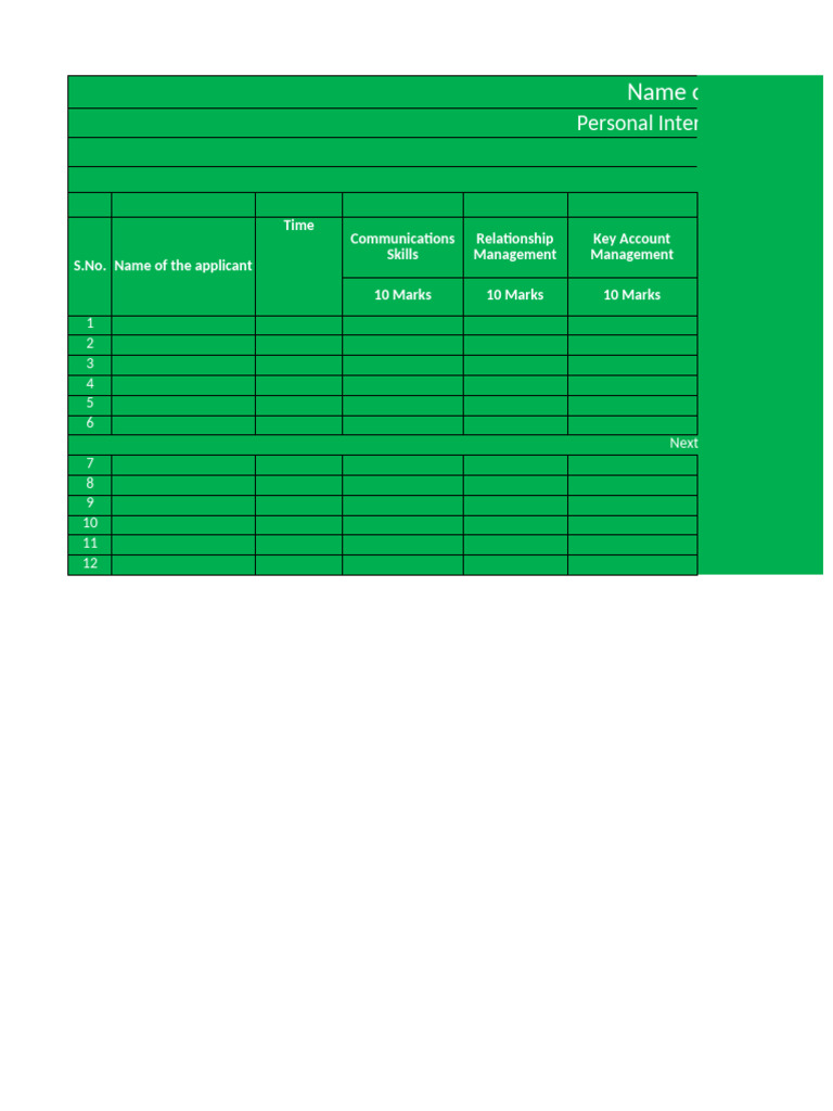 Interveiw Evalutaion Sheet | PDF