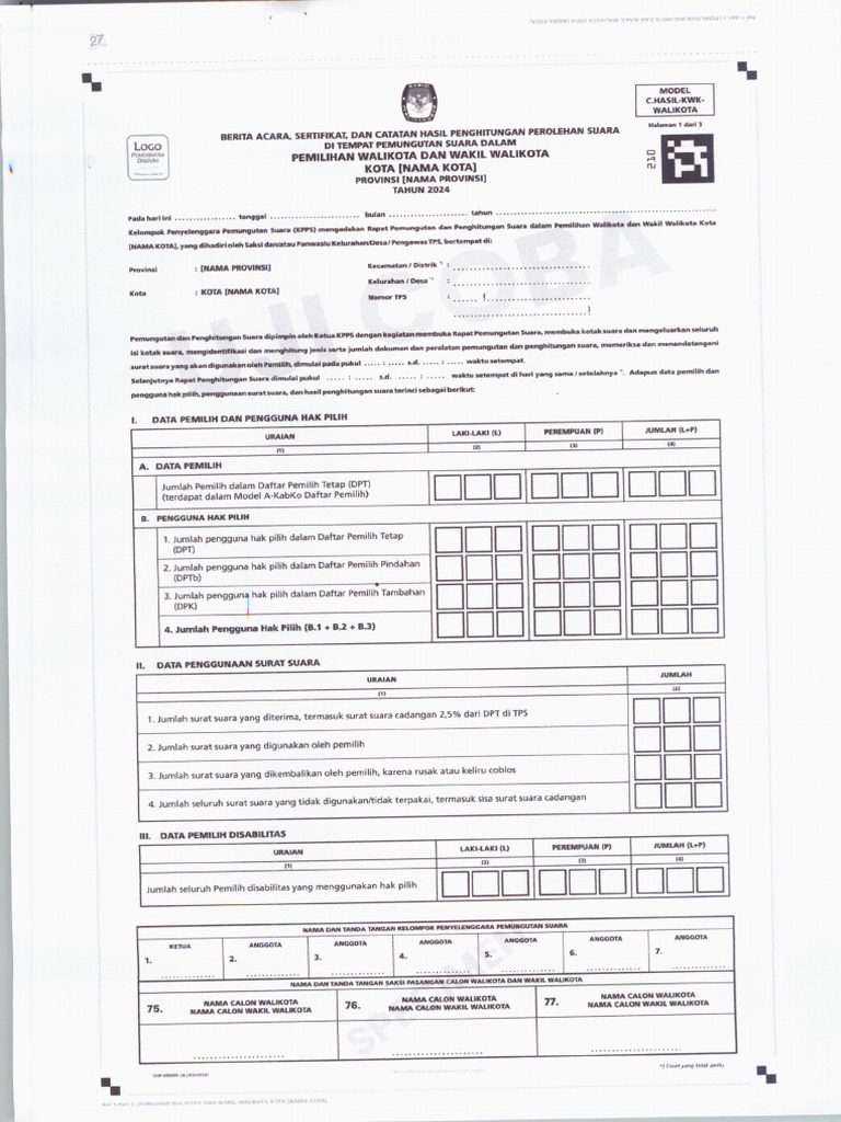 Model C. Hasil - Bupati. | PDF