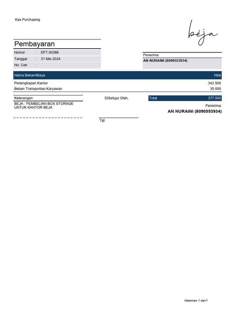 Contoh Nota Pembelian | PDF