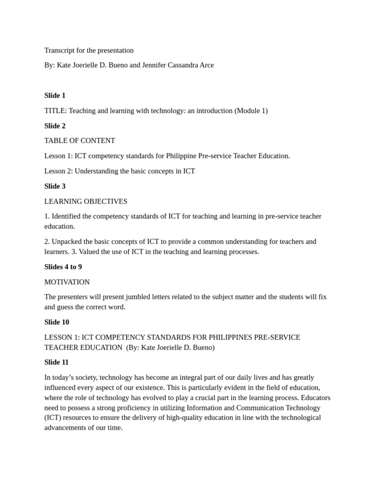M1 Lesson 1 2 | PDF | Educational Technology | Teachers