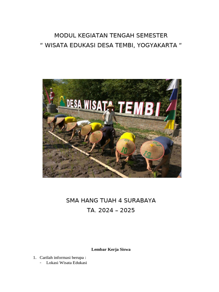 Modul Kts Desa Wisata Tembi | PDF