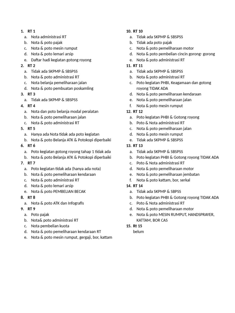 Catatan RT Kegiatan BKKD 2023 Tahap 2 | PDF