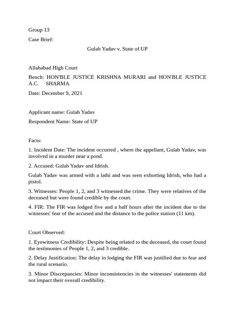 CASE BRIEF 9th July | PDF