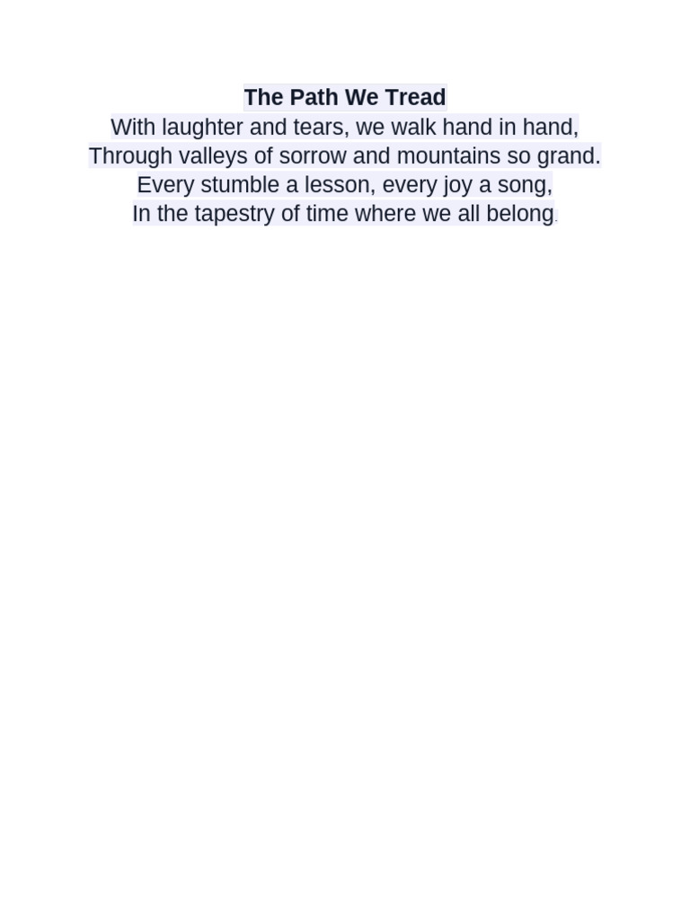 The Path We Tread Poem | PDF