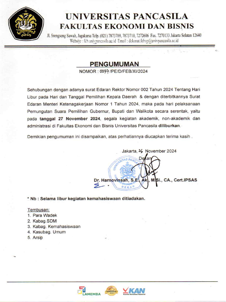 Pengumuman Libur Pemungutan Suara 27 November 2024 | PDF