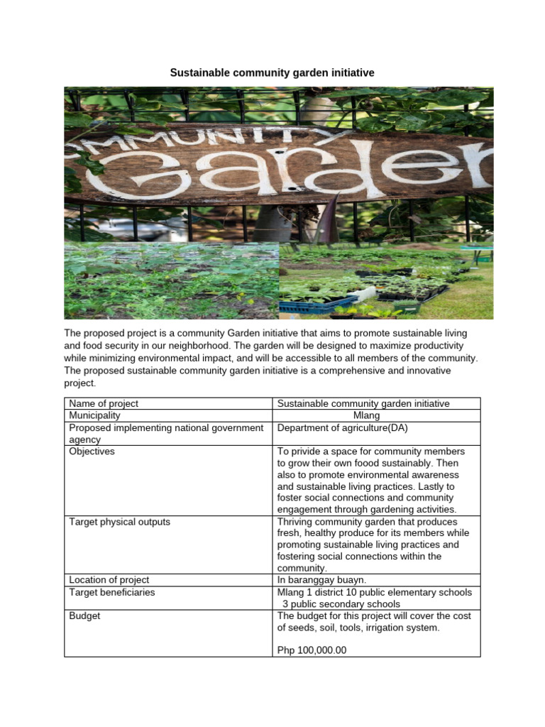 Sustainable Community Garden Initiative | PDF