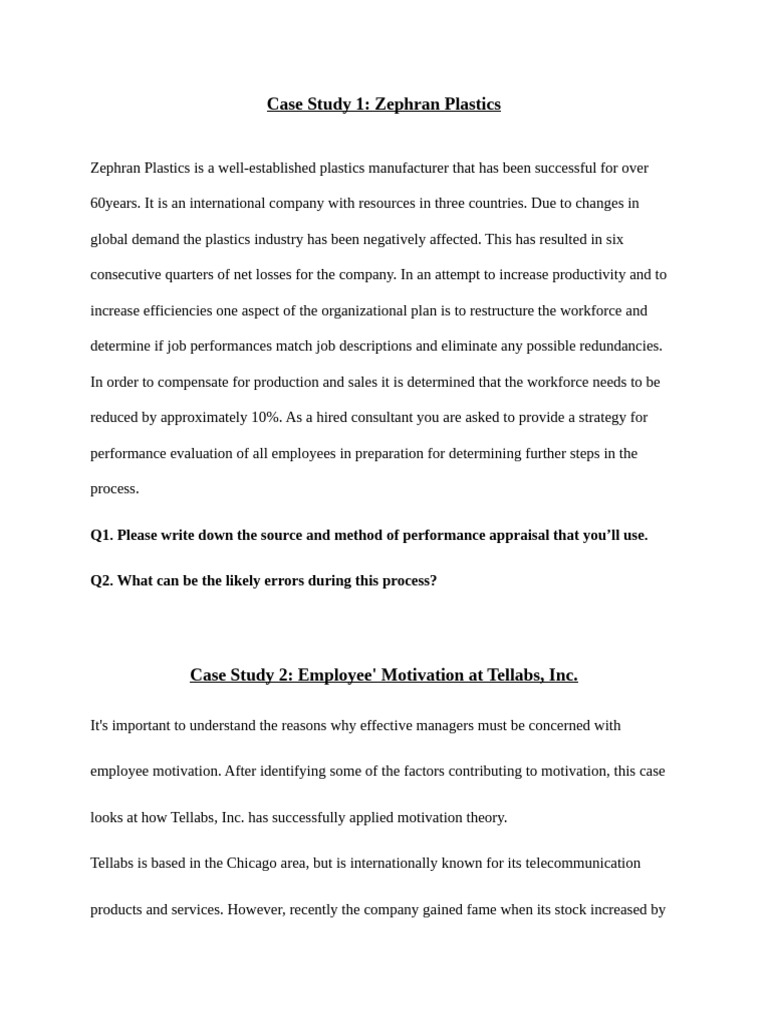 Case Studies On Performance Appraisal And Motivation Pdf Motivation