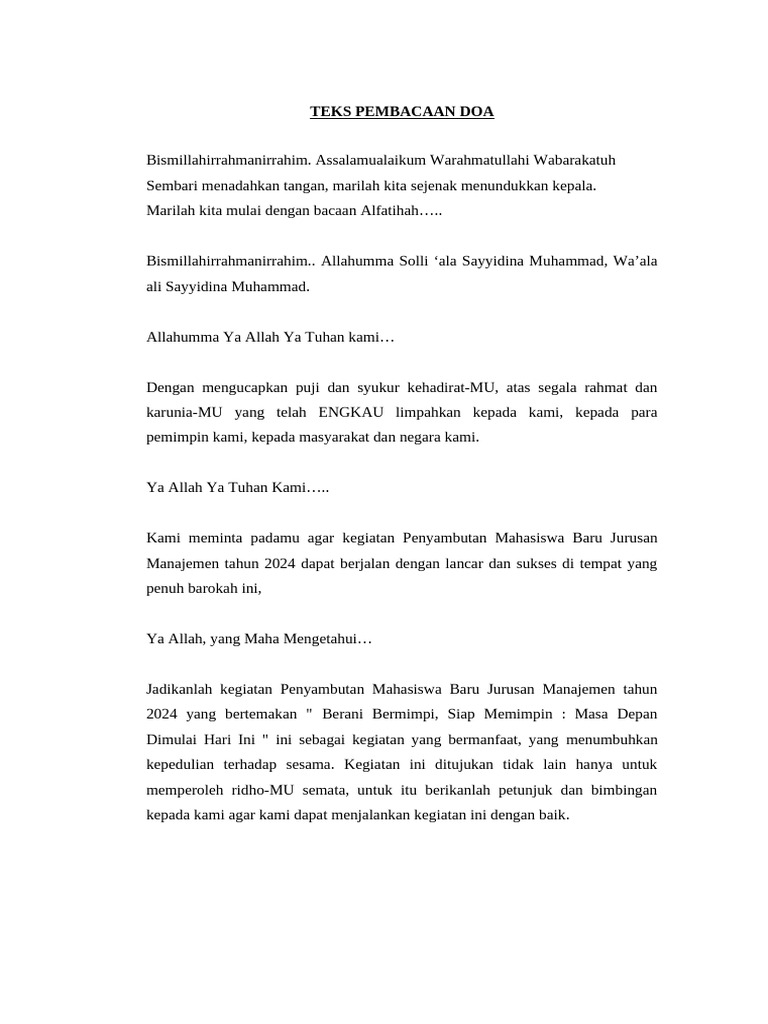 Teks Pembacaan Doa | PDF