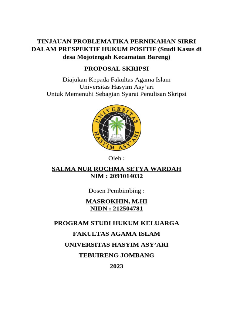 Proposal Salma Nur Rochma S W (2091014032) | PDF