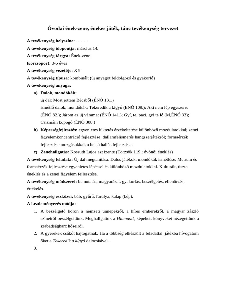 Ének-Zene Tervezet Márc 15 Gyak. | PDF