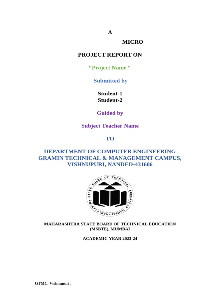 First 5 Pages of Micro Project | PDF