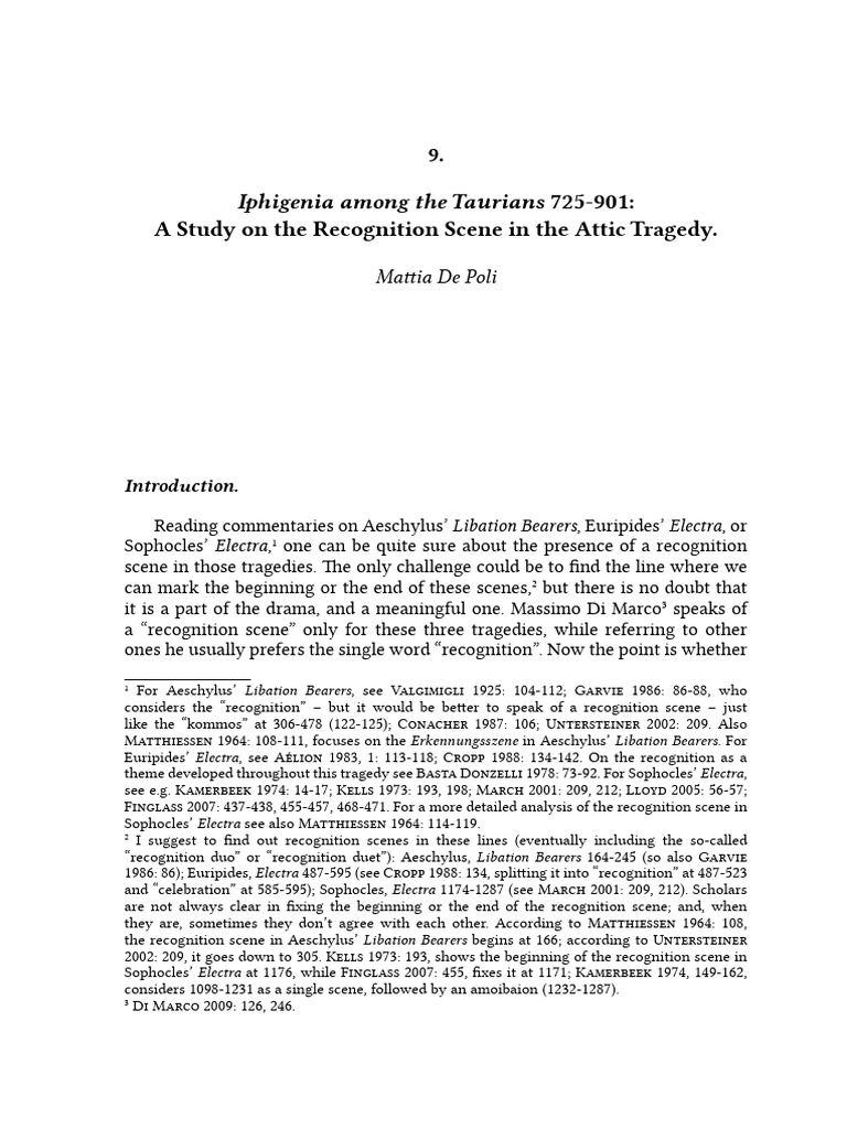 Iphigenia Among The Taurians 725-901 - A Study On The Recognition Scene ...