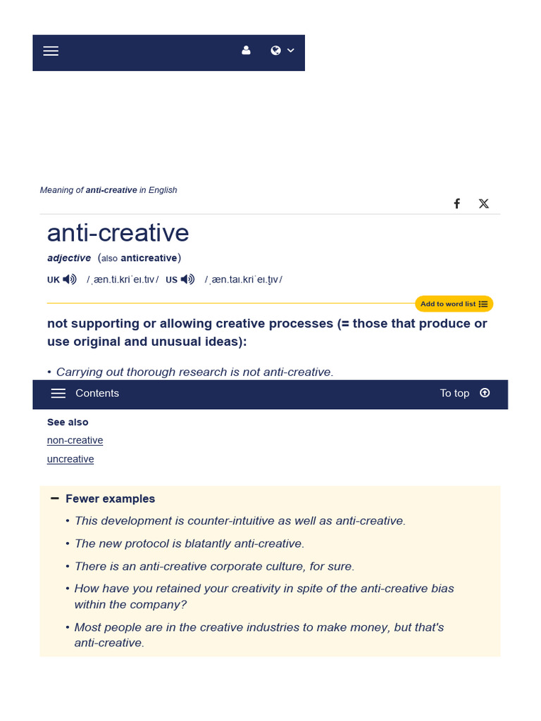 Definition of Anti-Creative | PDF | Linguistics | Languages