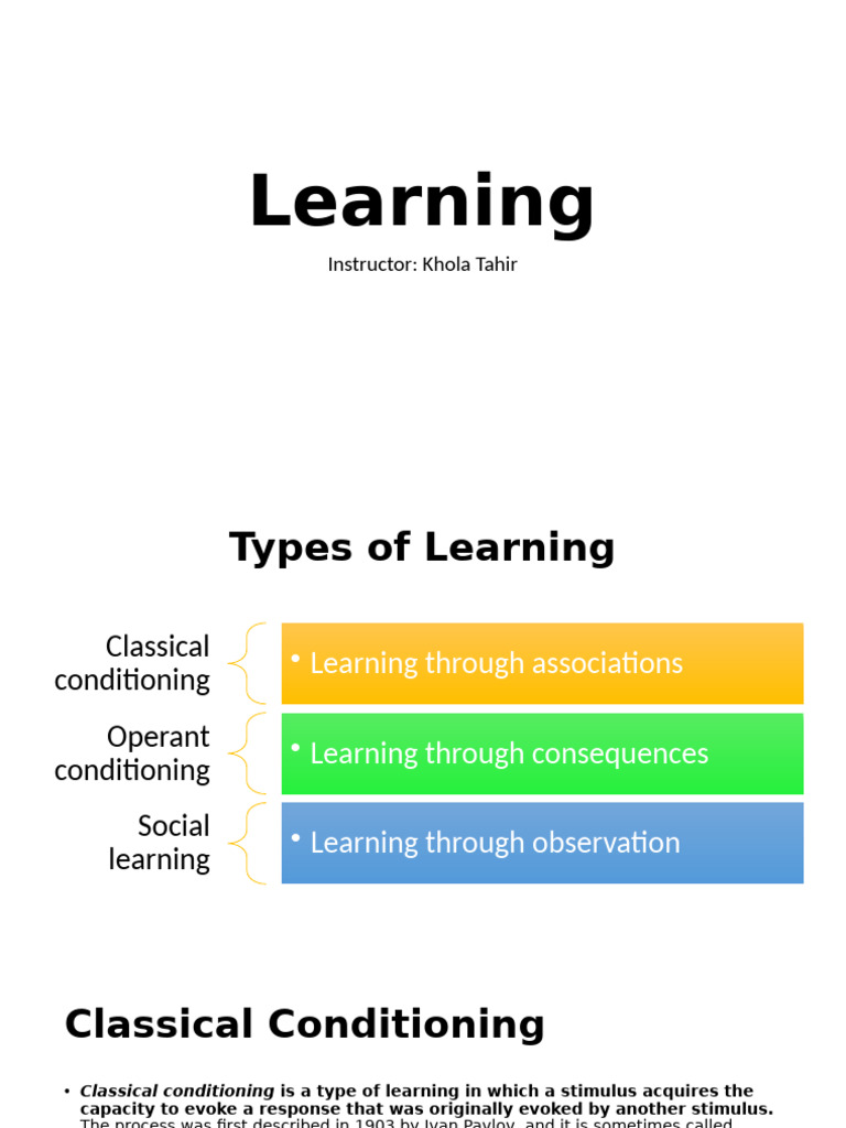 5. learning | PDF | Reinforcement | Classical Conditioning