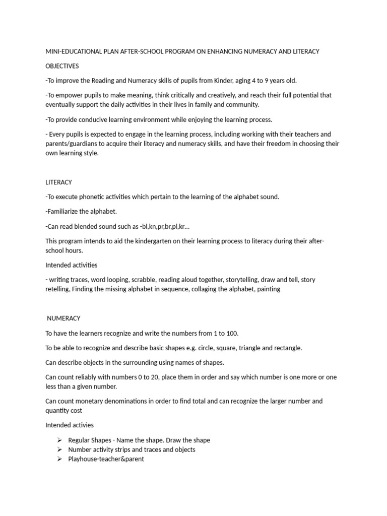 After-School Program | PDF | Phonics | Literacy