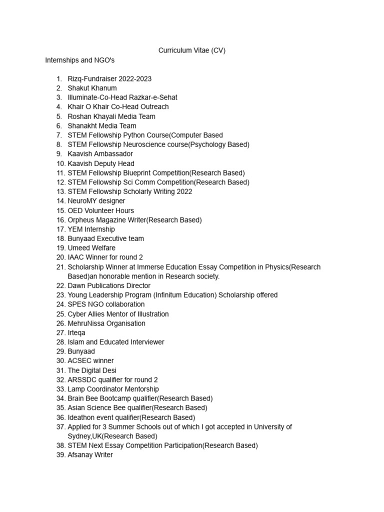 Internships and NGO's | PDF | Science