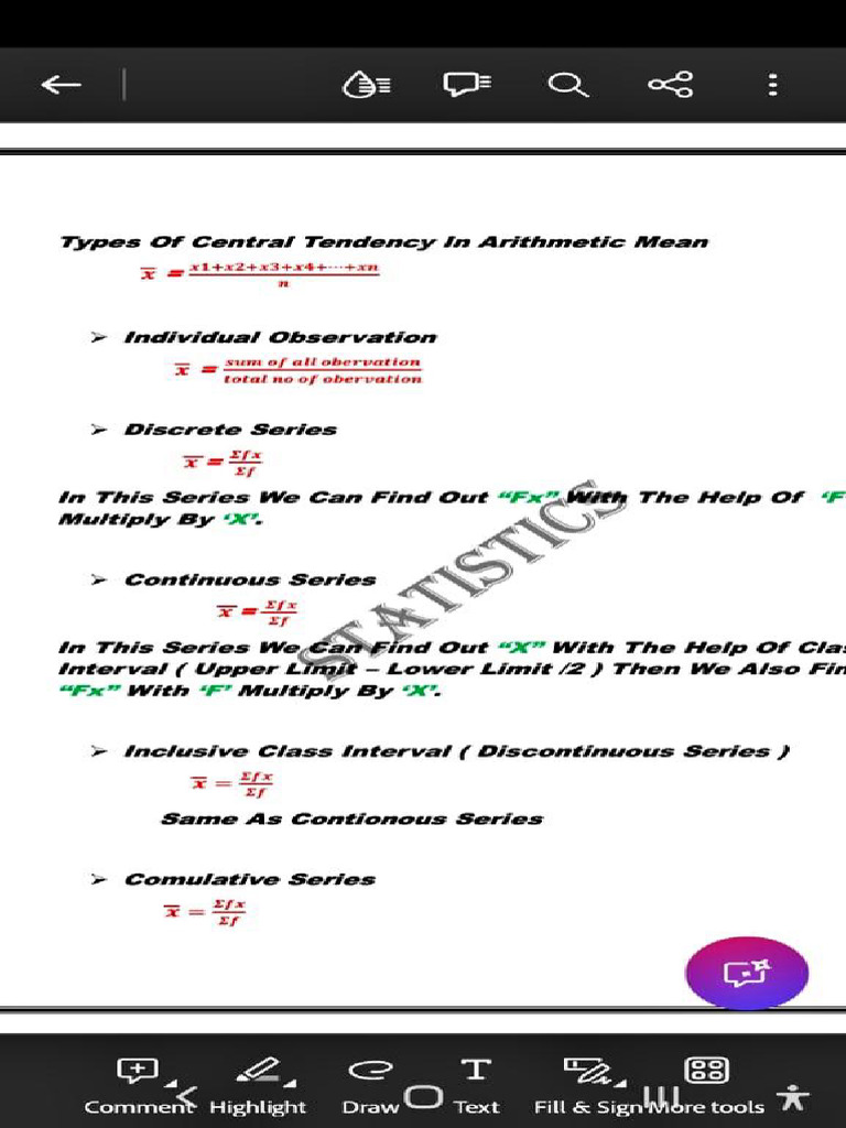 Stats Notes | PDF | Mean | Mathematical Analysis