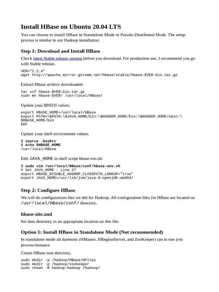 Install HBase On Ubuntu 20.04 | PDF | Apache Hadoop | Computing