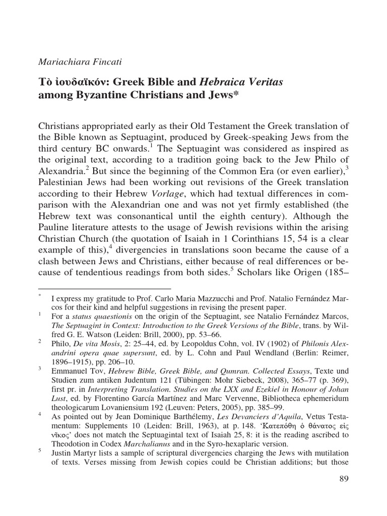 Greek Bible and Hebraica Veritas | PDF | Septuagint | Bible