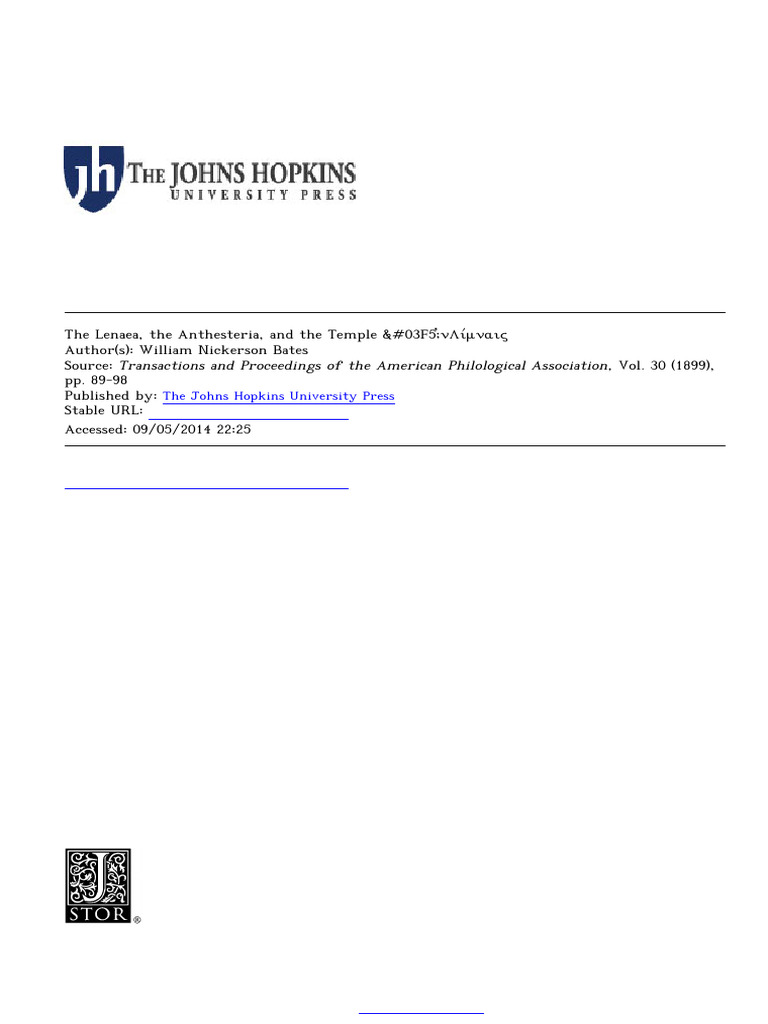 William Nickerson Bates - The Lenaea, the Anthesteria, and the Temple ...