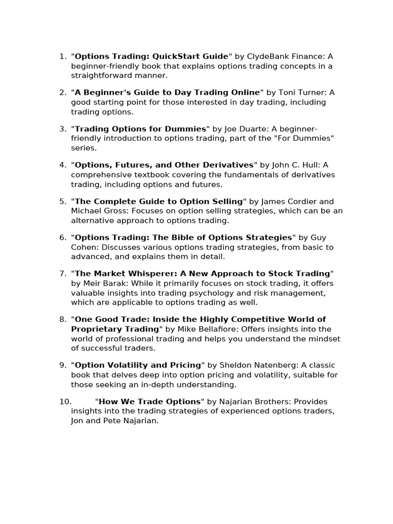 Options Trading Books | PDF | Option (Finance) | Day Trading