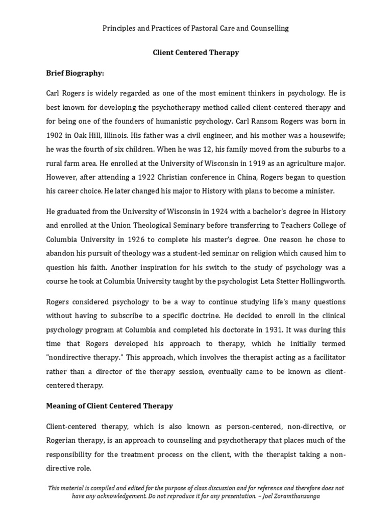 Client Centered Therapy | PDF | Psychotherapy | Psychology