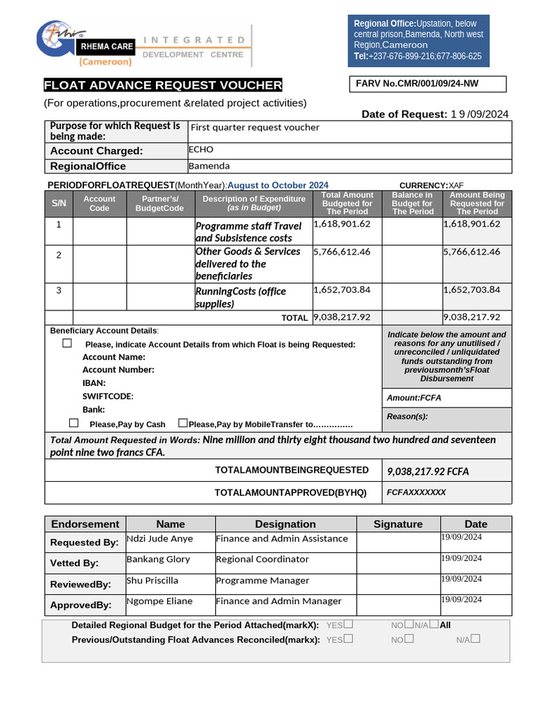 Float Advance Request for Projects | PDF | Foreign Exchange Market ...