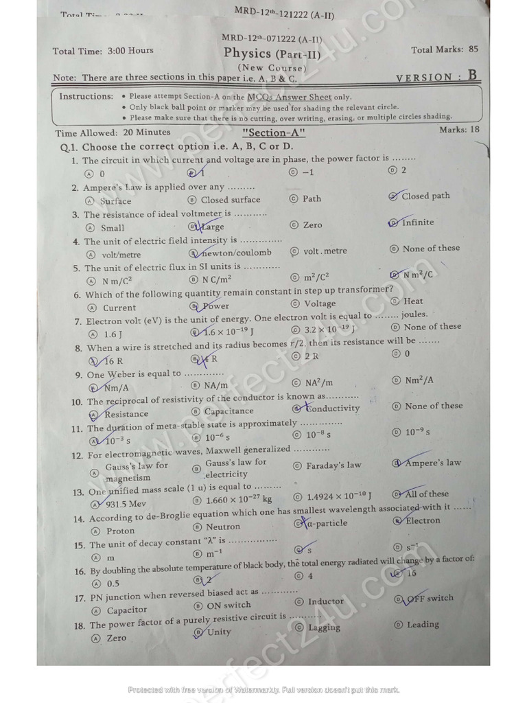 Mardan Board 2nd Year 2023 Past Paper Old Paper 1 3 | PDF