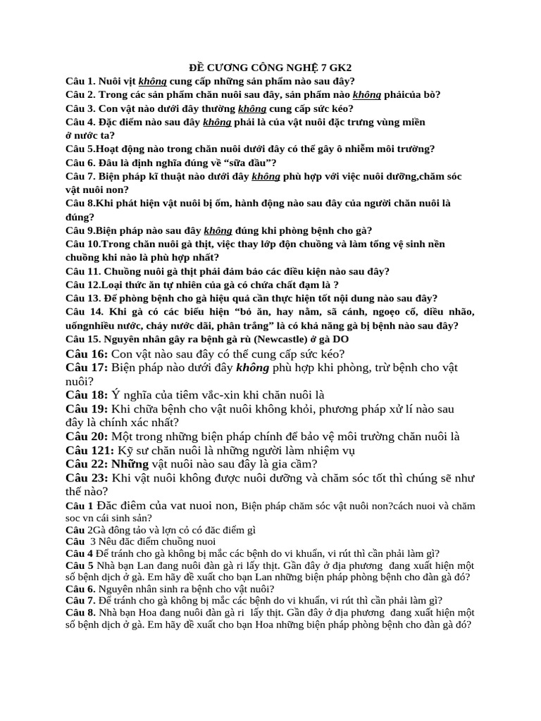 ĐỀ CƯƠNG CN 7 NH 23-24 | PDF