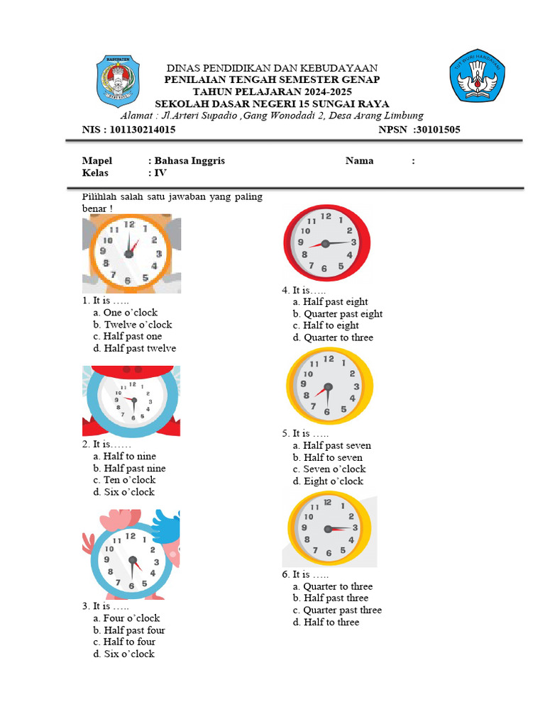 Soal Bahasa Inggris Kelas Iv Semester 2 | PDF | Coffee