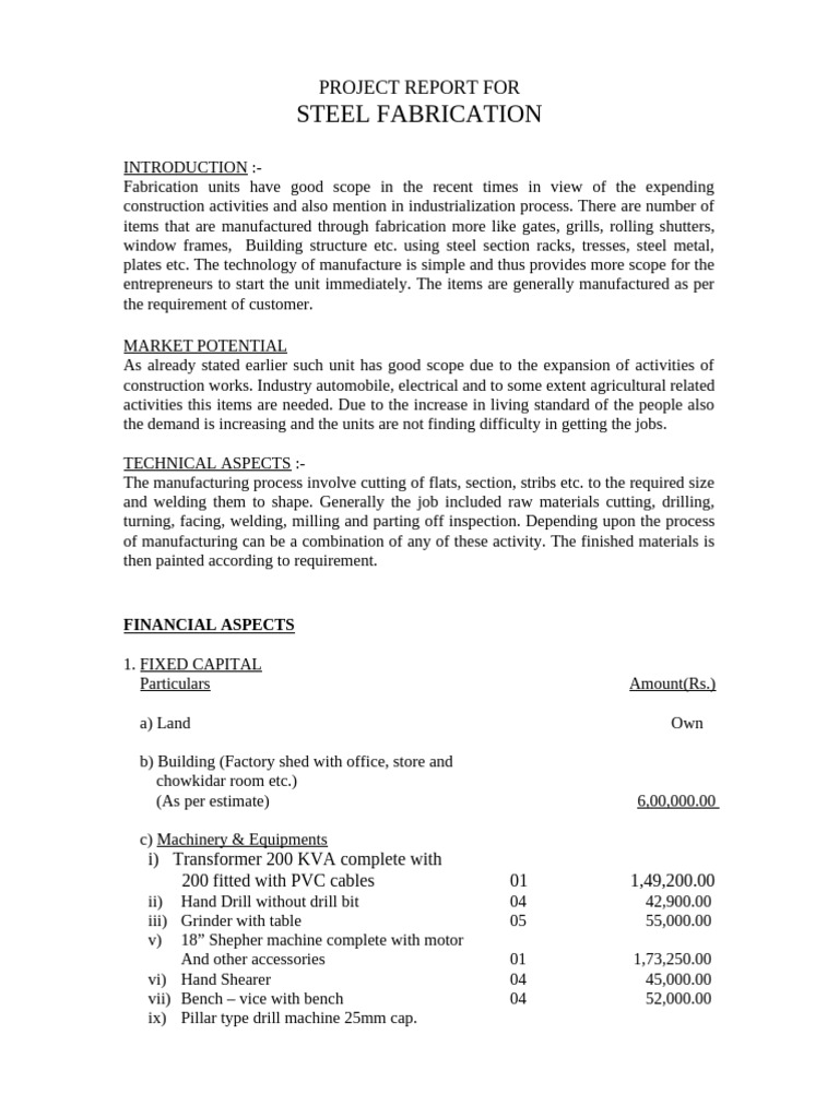 Steel Fabrication Project Report Summary | PDF | Metal Fabrication | Steel