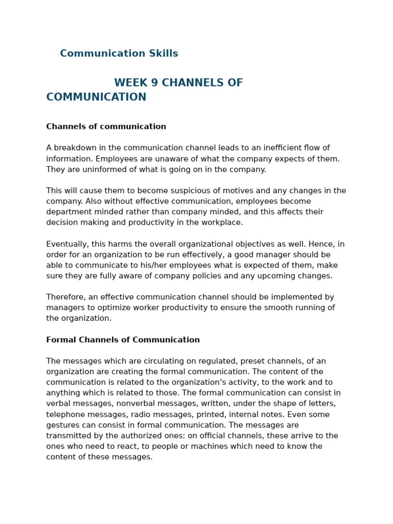 Effective Communication Channels Explained | PDF | Communication ...