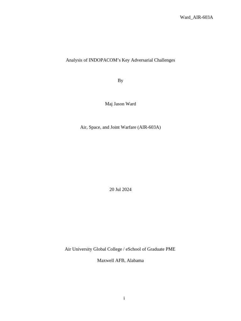 AIR-603 Analysis of INDOPACOM's Key Adversarial Challenges | PDF ...