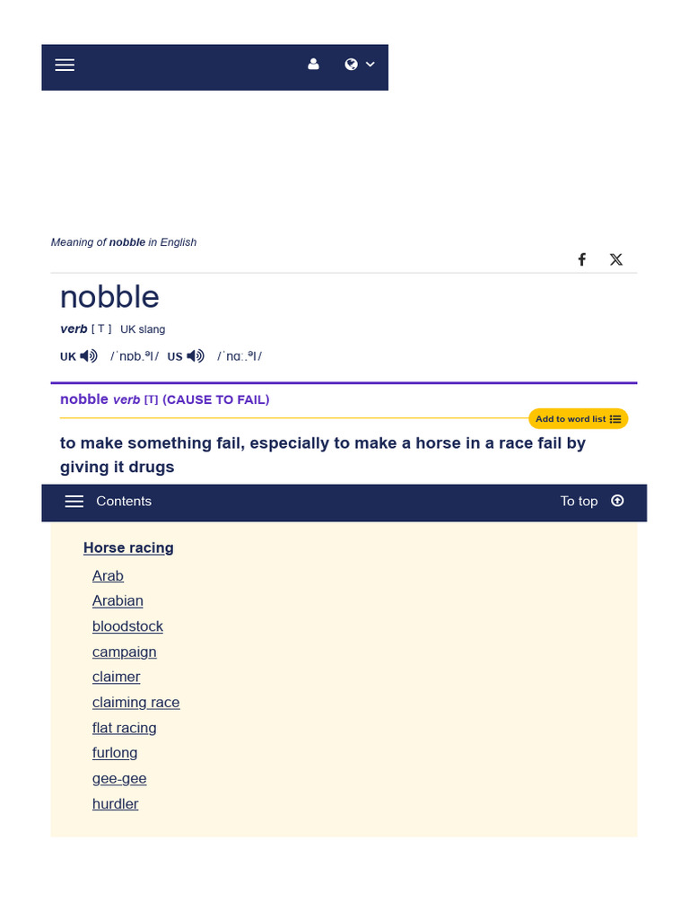 NOBBLE - English Meaning - Cambridge Dictionary | PDF