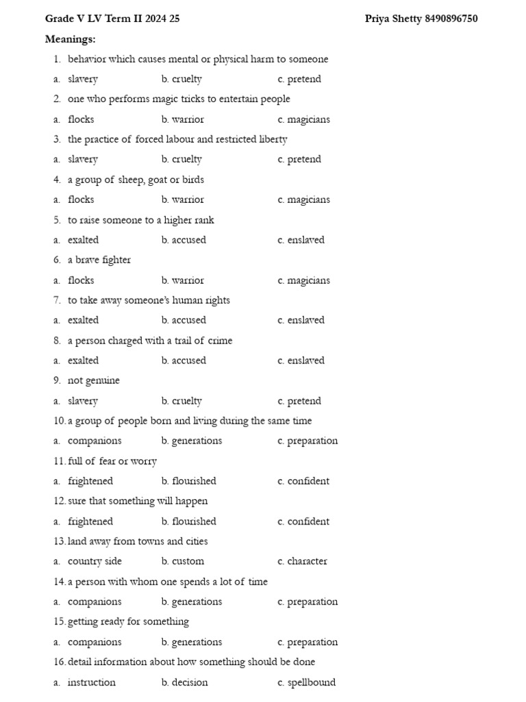 Grade V LV Objectives I | PDF | Jacob | Rebecca