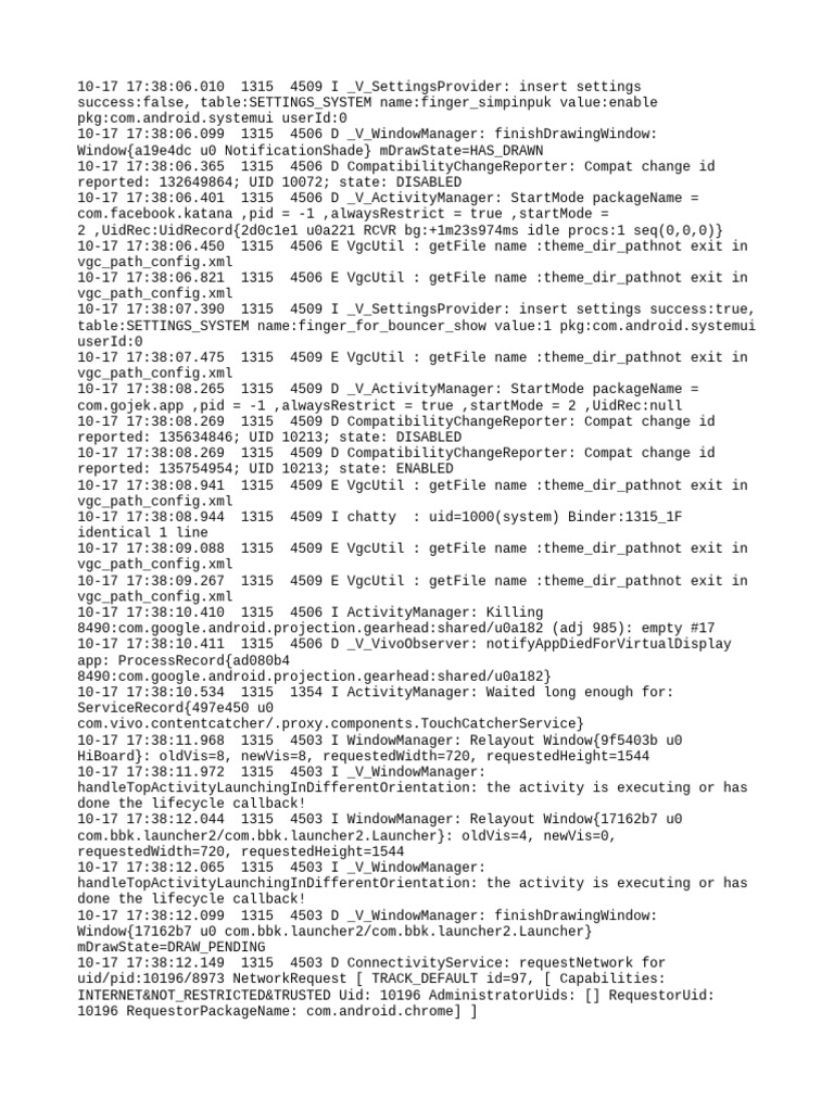 Android System Log Analysis | PDF | Computing Platforms | Computer ...