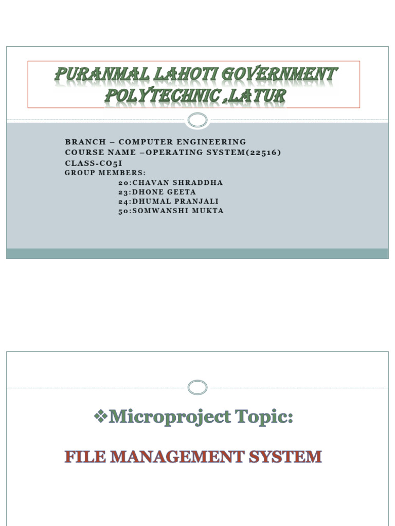 Branch - Computer Engineering Course Name - Operating System (22516) Class-Co5I | PDF | Computer ...