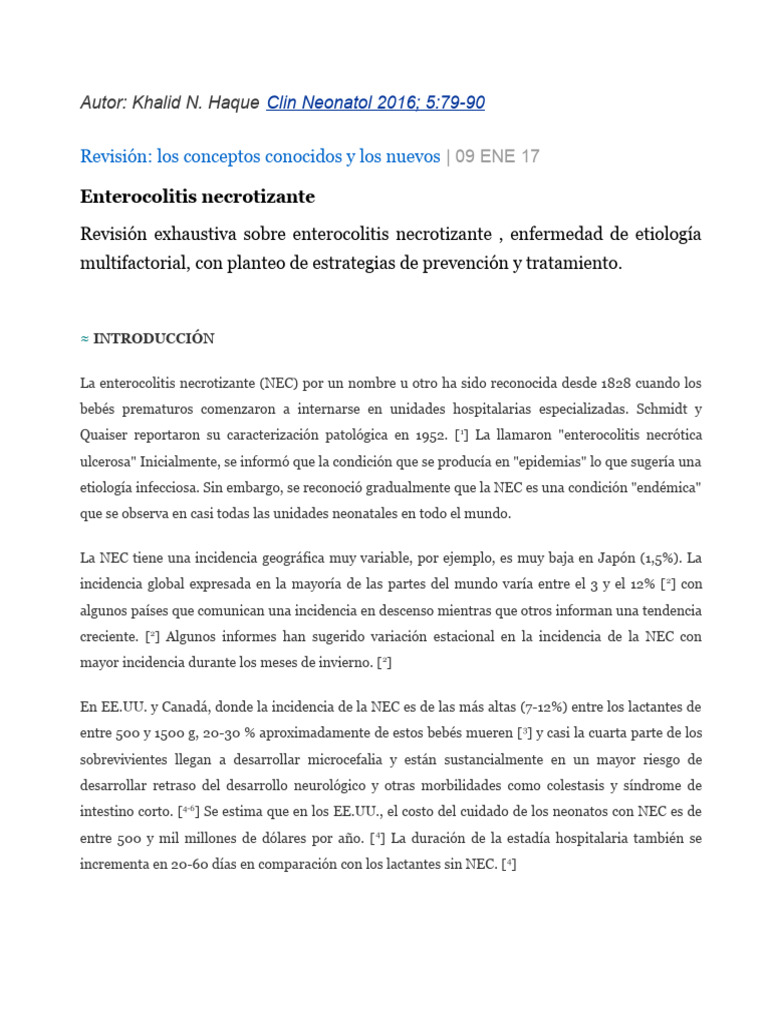 Enterocolitis Necrotizante Khalid N Haque Clin Neonatol 20161 | PDF ...
