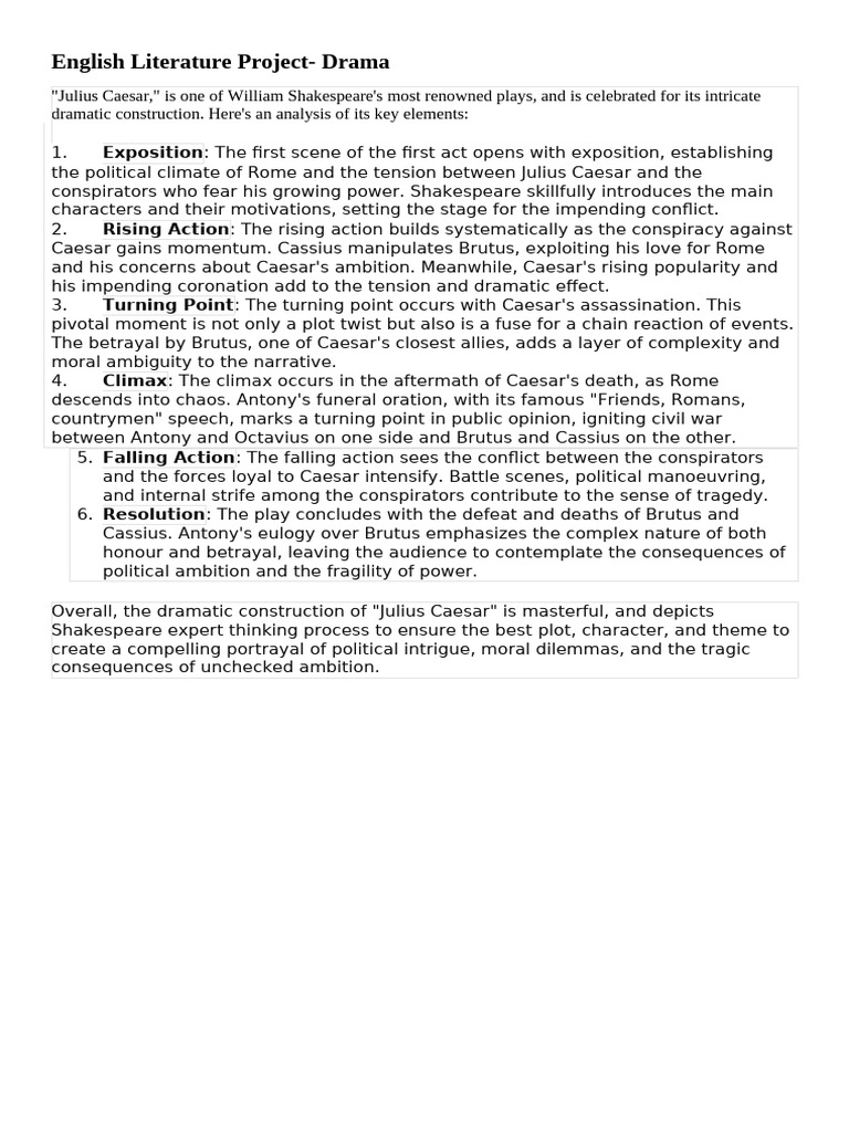 English Literature Project Drama | PDF