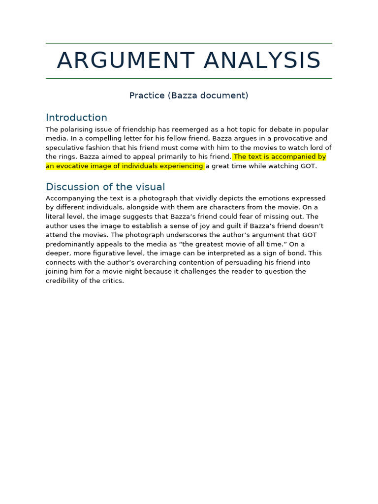 Argument Analysis | PDF