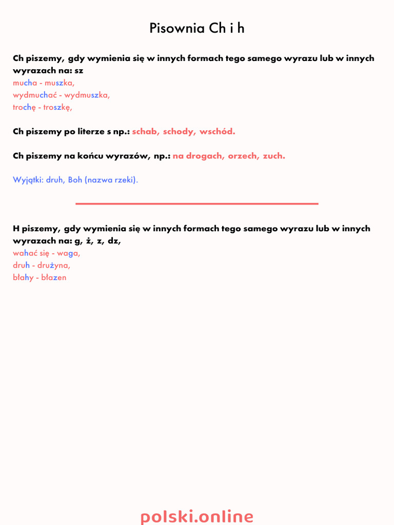 Pisownia CH I H | PDF