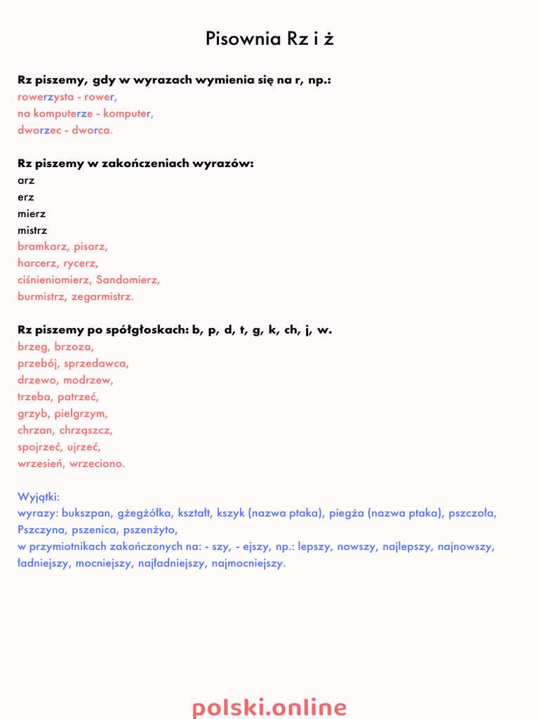 Pisownia RZ I Ż | PDF