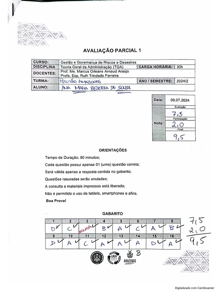 Avaliacao 1 de TGA | PDF