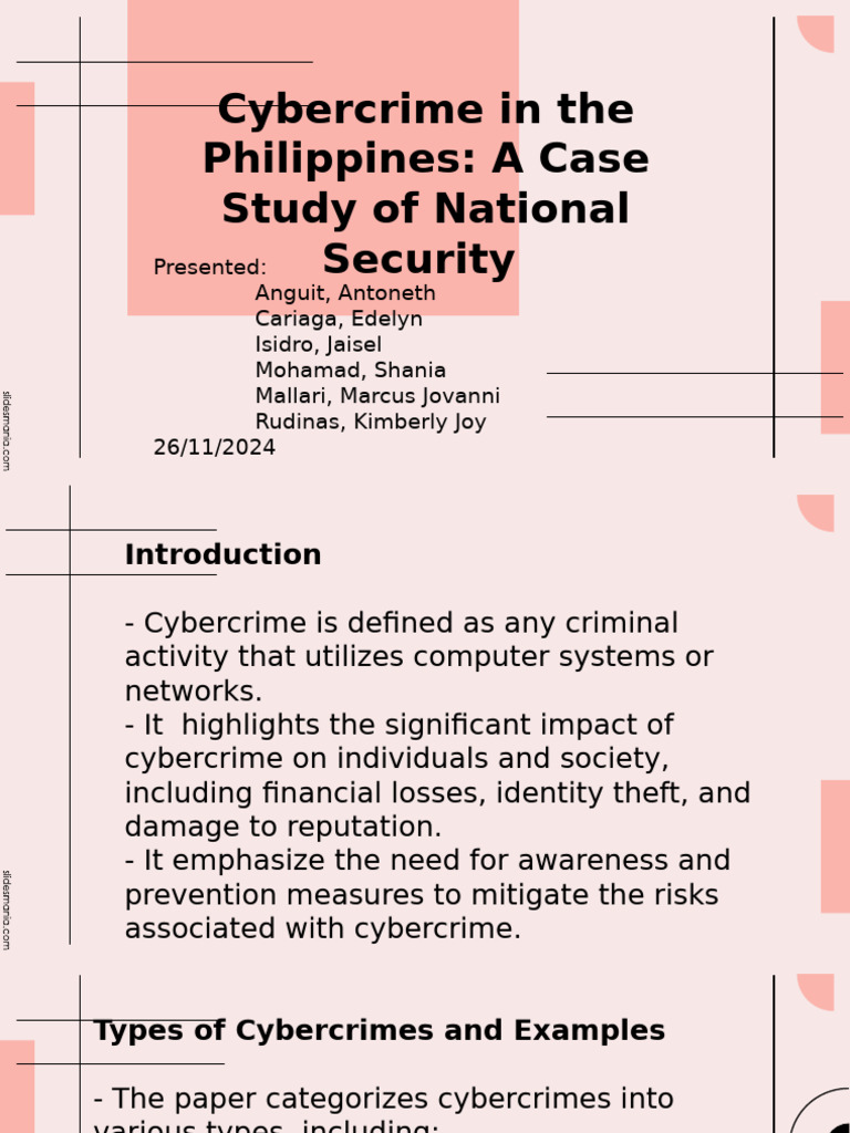 Group 9 Cyber Crime Presentation | PDF | Cybercrime | Security