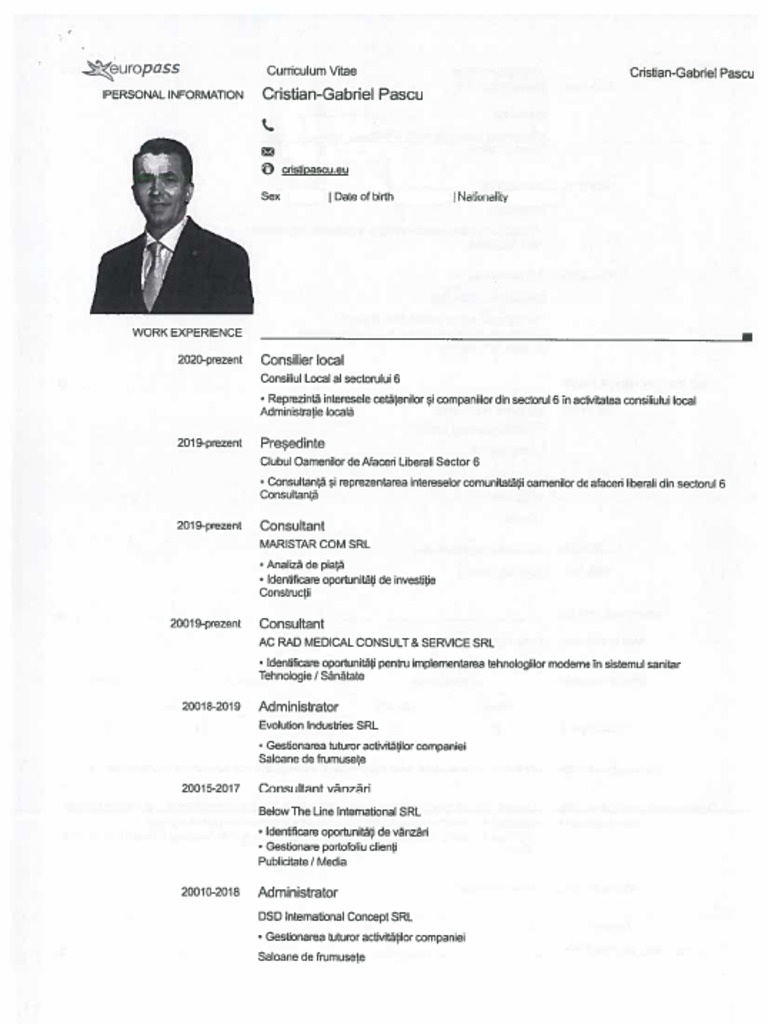 CV Cristian Gabriel Pascu | PDF