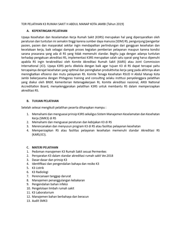 Pelatihan k3rs | PDF